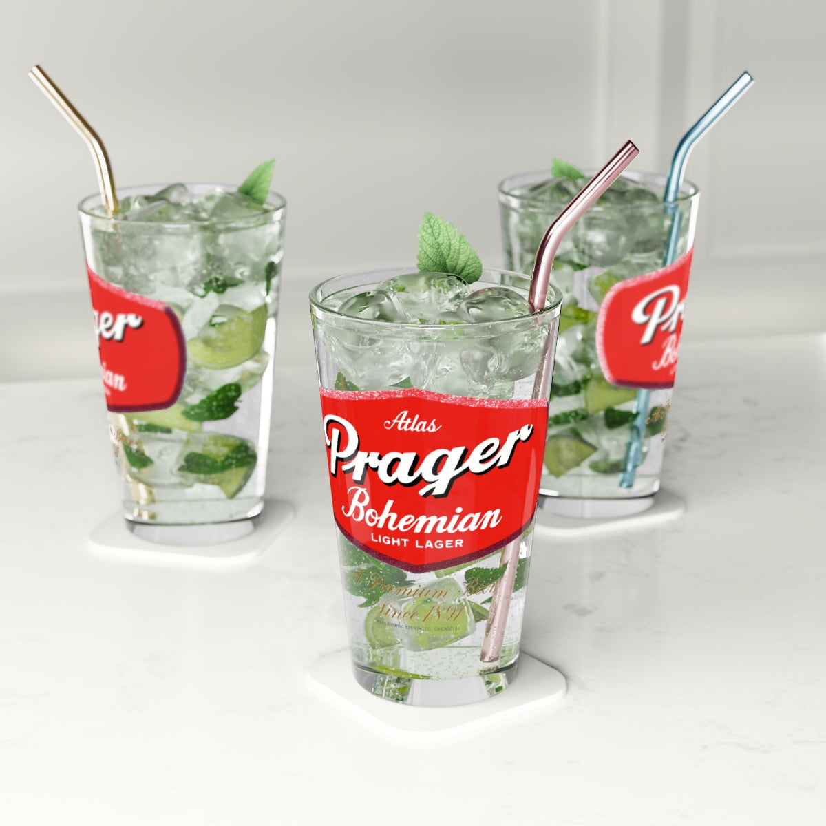 Atlas Prager Beer Pint Glass ~ Vintage Bohemian Pilsner Ale, Chicago I ...